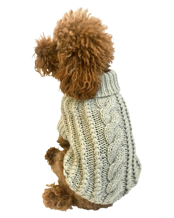 The Dog Squad Irish Isle Handknit Turtleneck Sweater - Silver - Dawg Team